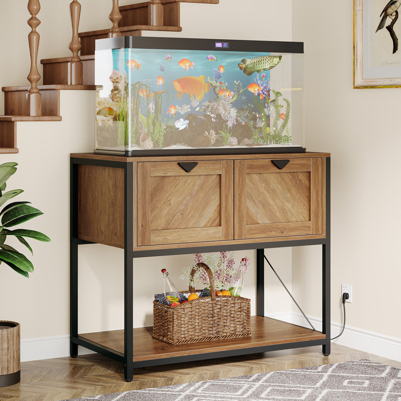17 Stories Heavy Duty Aquarium Stand with Power Outlets, 10-37 Fish ...