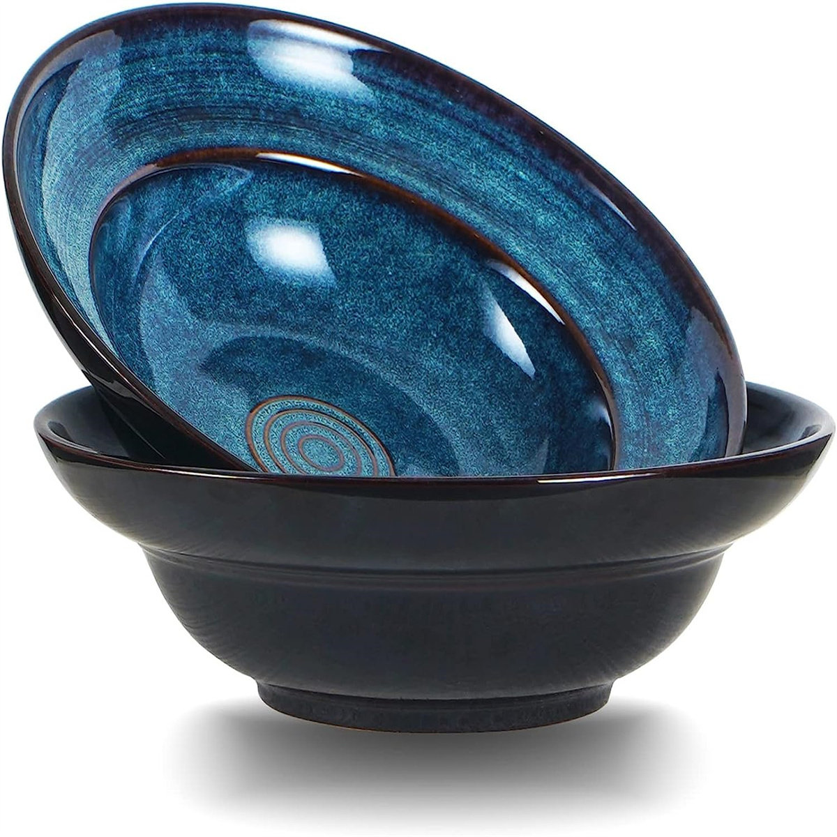 Bungalow Rose Ceramic Pasta Salad Bowl, 10" Wide Rim Soup Bowls, 48Oz ...