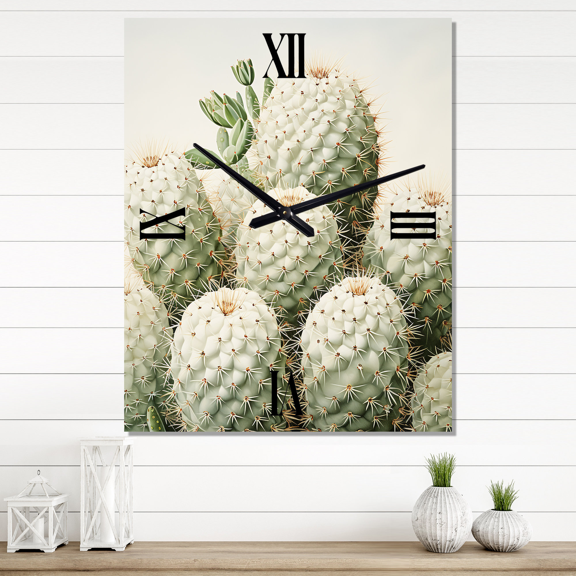 Latitude Run® Green Minimalism Cactus - Cactus Wall Clocks | Wayfair