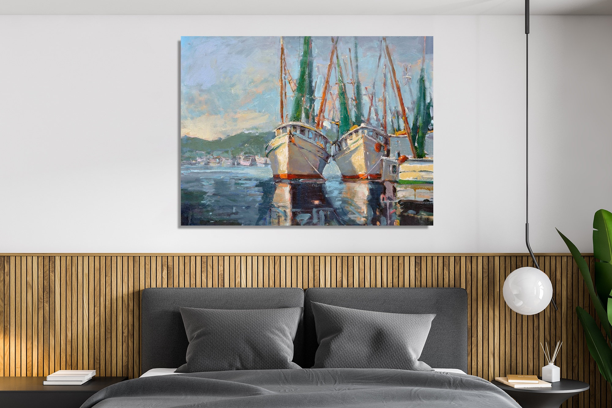 Longshore Tides Two Shrimp Boats - Artist Enhanced Canvas Print ...