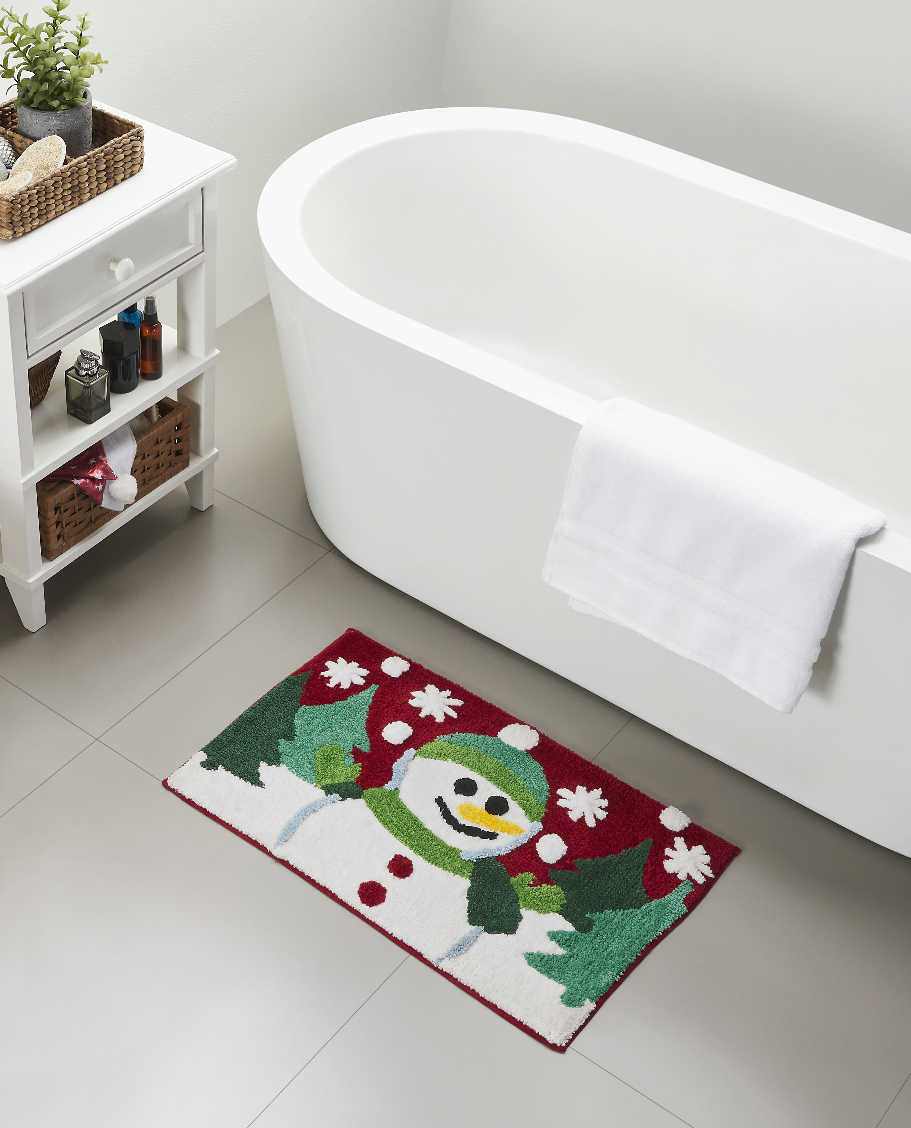 The Holiday Aisle® Christmas Snowman Bath Rug 18" X 30" | Wayfair