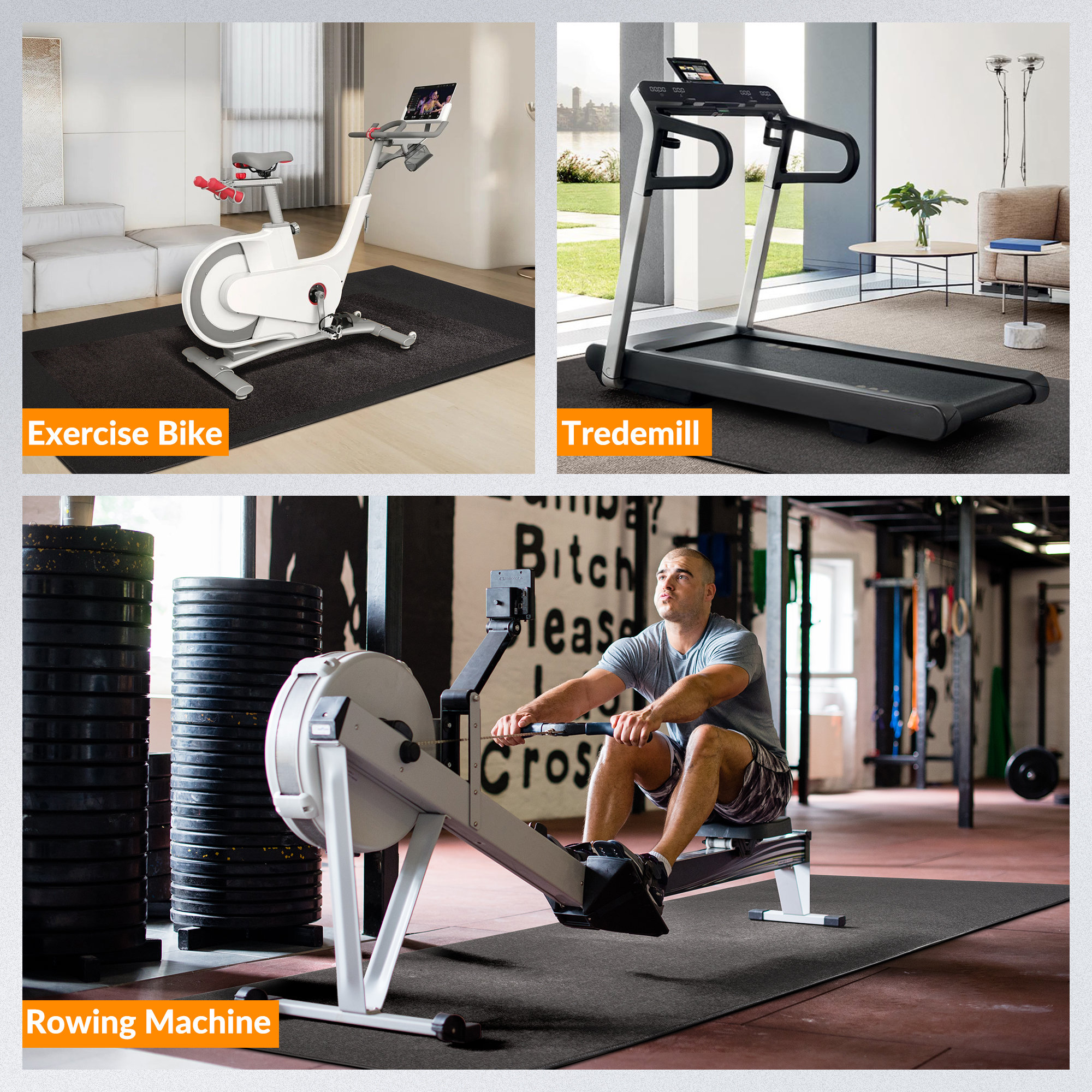 Smugdesk.com High Density Home Gym Treadmill Exercise Bike Equipment ...