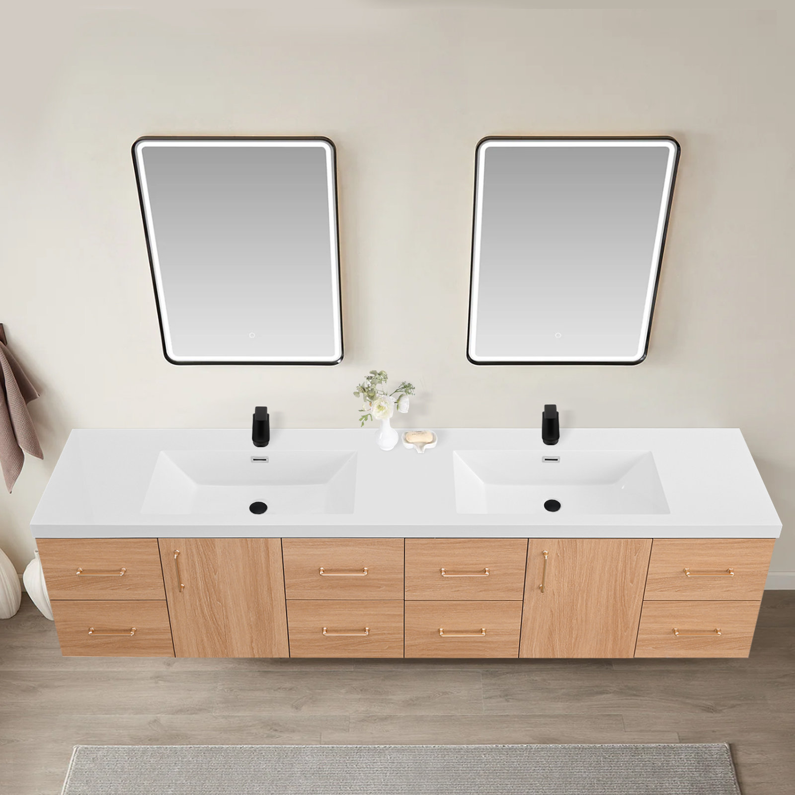 George Oliver 84 Inch Bathroom Vanity With Double Sinks | Wayfair