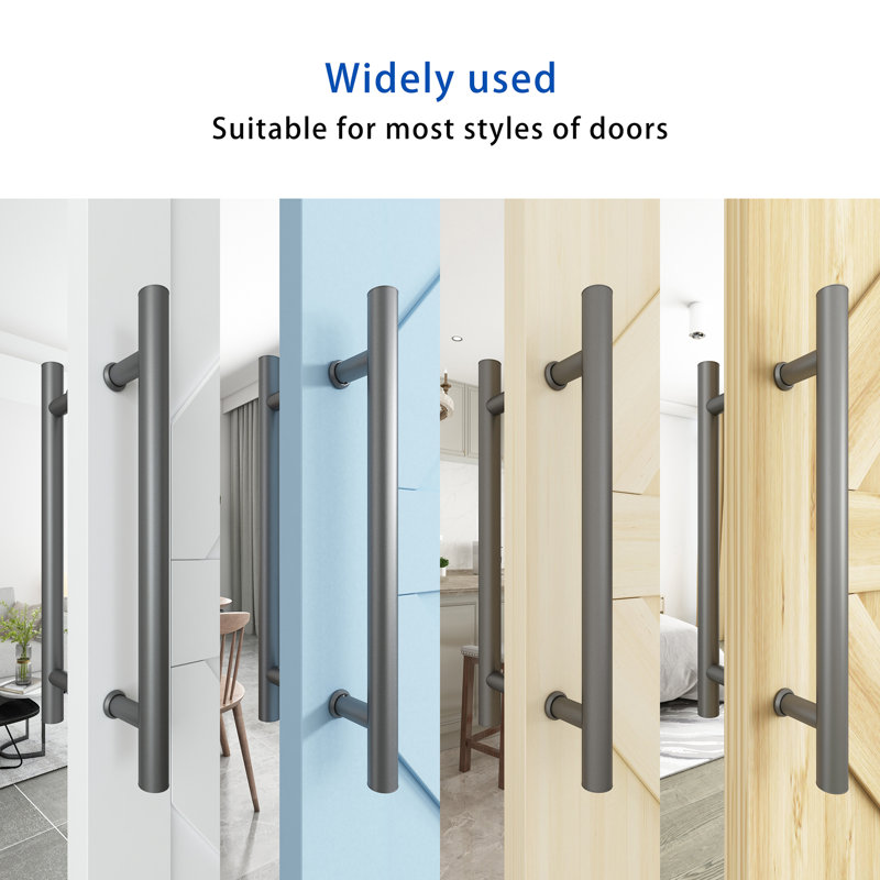 JUBEST 16 in. Steel Barn Door Hardware Modern Double Sided Round Pull ...