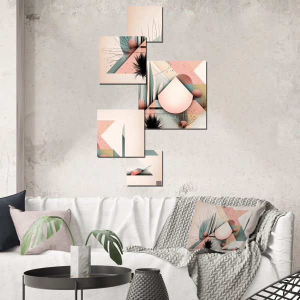 Orren Ellis Sharp Pastel Mountains On Metal 5 Pieces Print | Wayfair