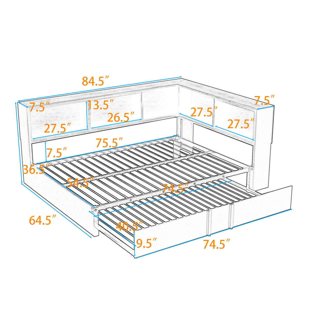 Latitude Run® Full Size Metal Daybed with Twin Trundle, Storage, and ...