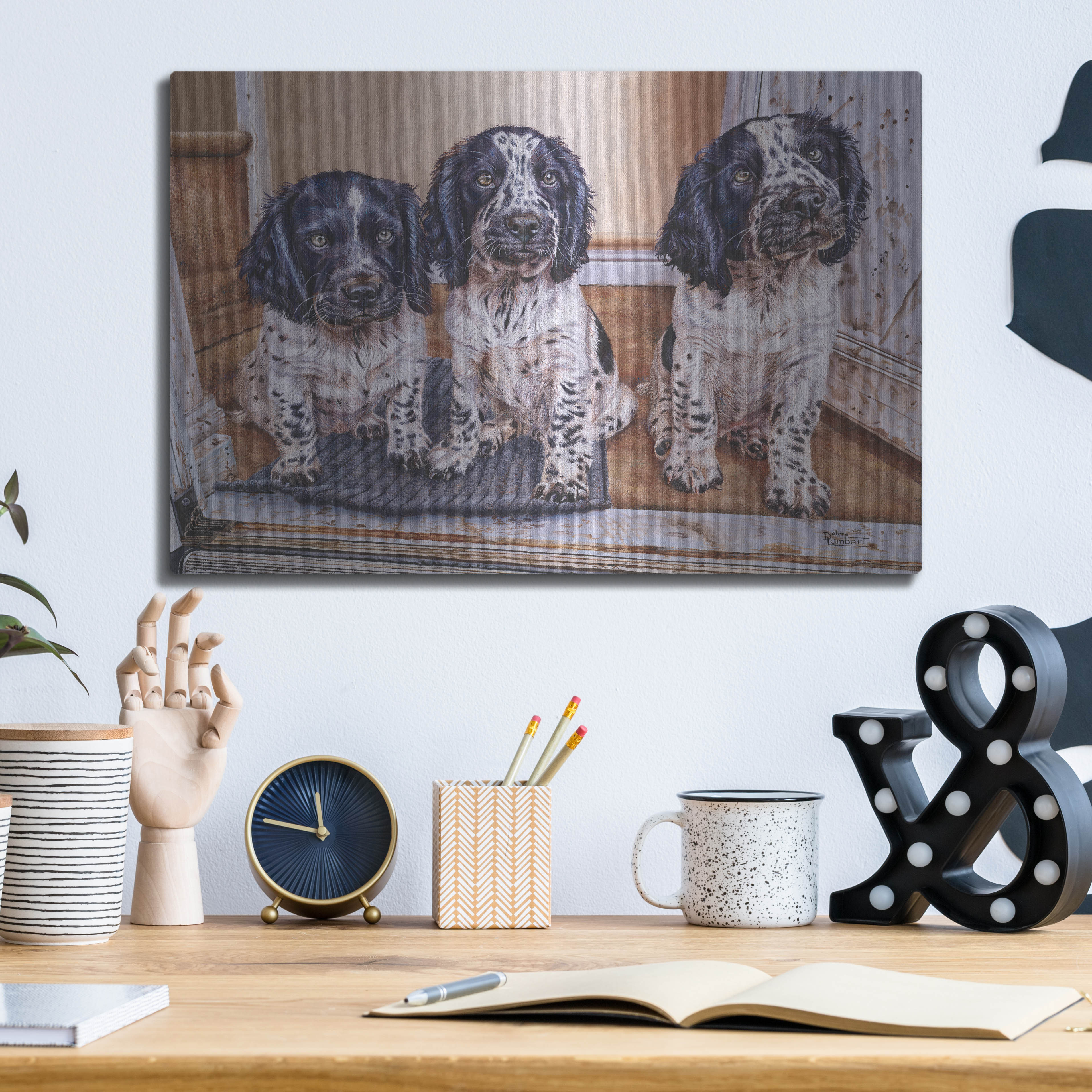 Winston Porter Delene Puppies' by Delene Lambert Metal Wall Art | Wayfair