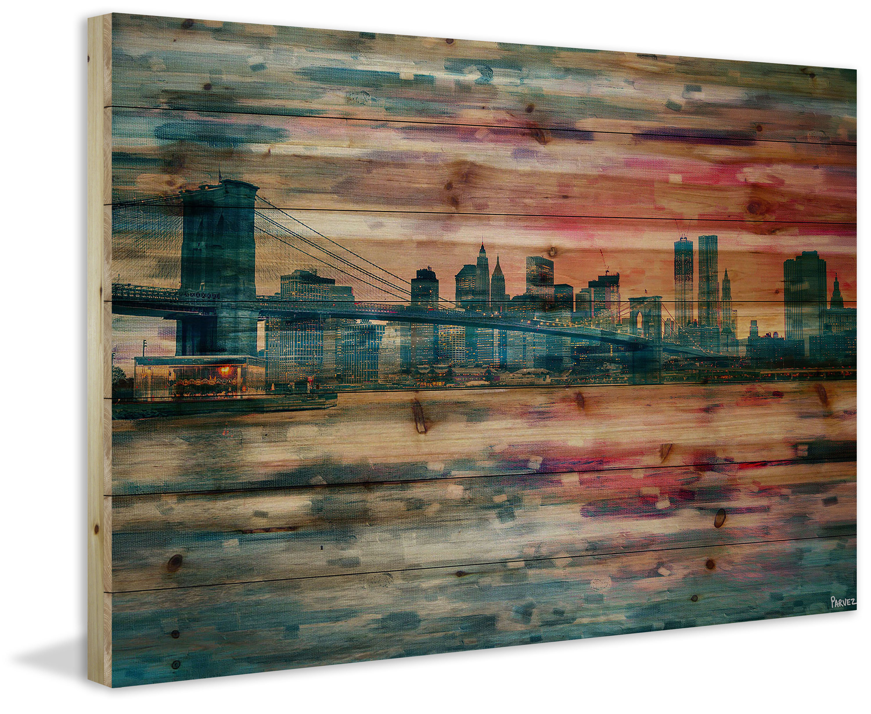 Parvez Taj Bridge at Dusk Painting by Parvez Taj - Print on Wood ...