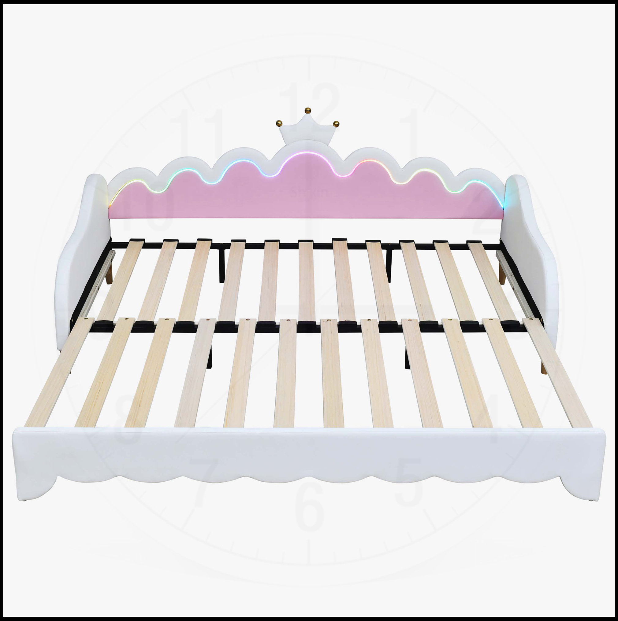 Ivy Bronx Modern Upholstered Extendable Princess Daybed with Crown ...