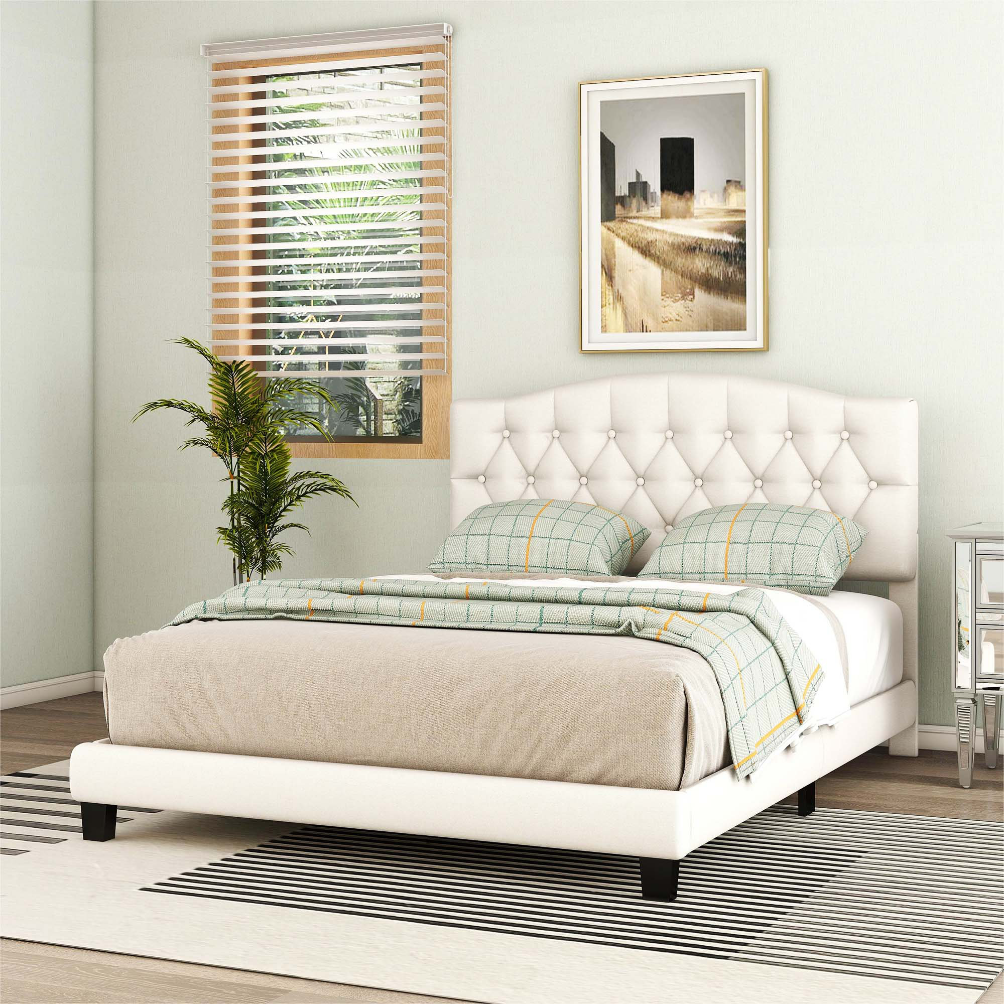 Red Barrel Studio® Lit plateforme tapissier Kylasia avec tête de lit ...
