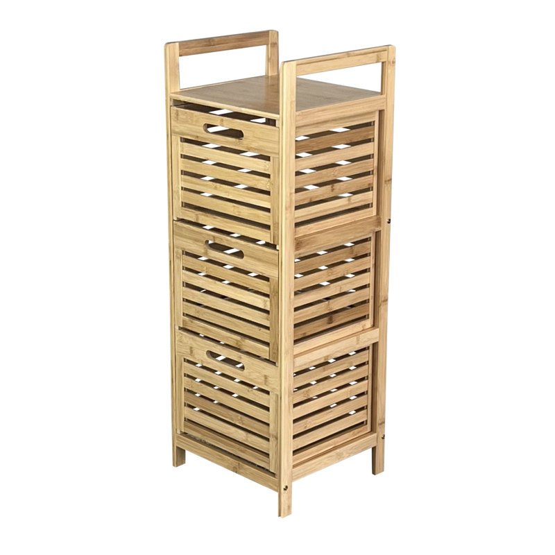 Loon Peak® Solid Bamboo 3 Drawer Pantry Tower | Wayfair