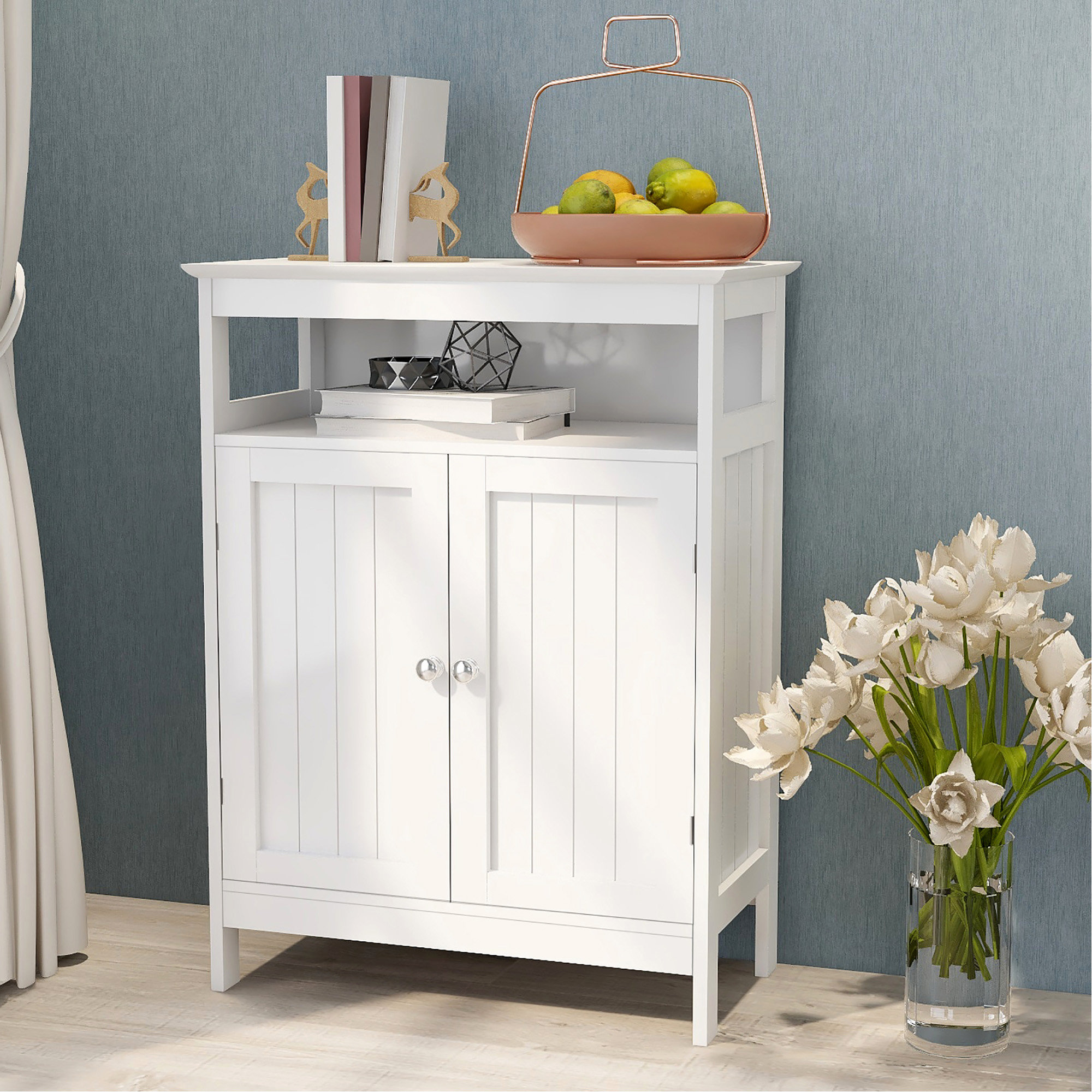 Winston Porter Versatile Bathroom Standing Storage Cabinet With Double ...