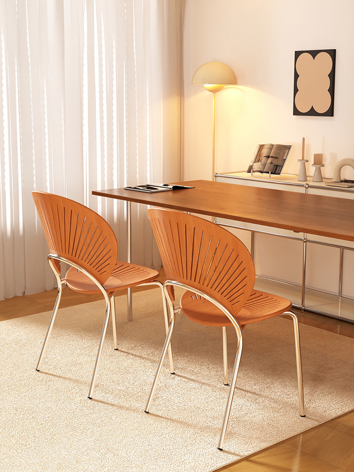 Everly Quinn Light Luxury Home Simple Medium Antique Shell Back Dining ...