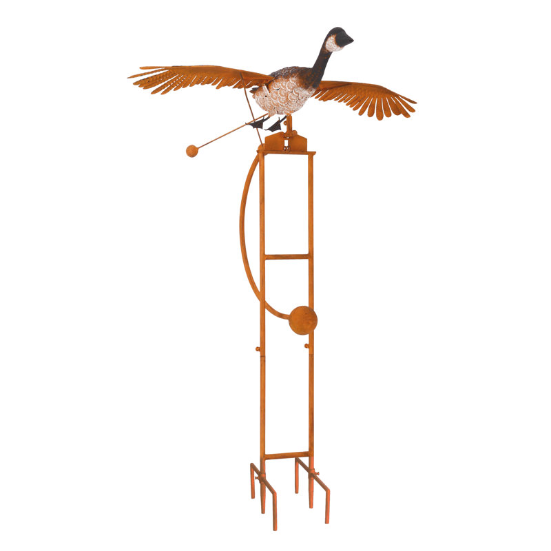 Arlmont & Co. Kressler Large Rustic Metal Goose Rocking Balancer Garden ...