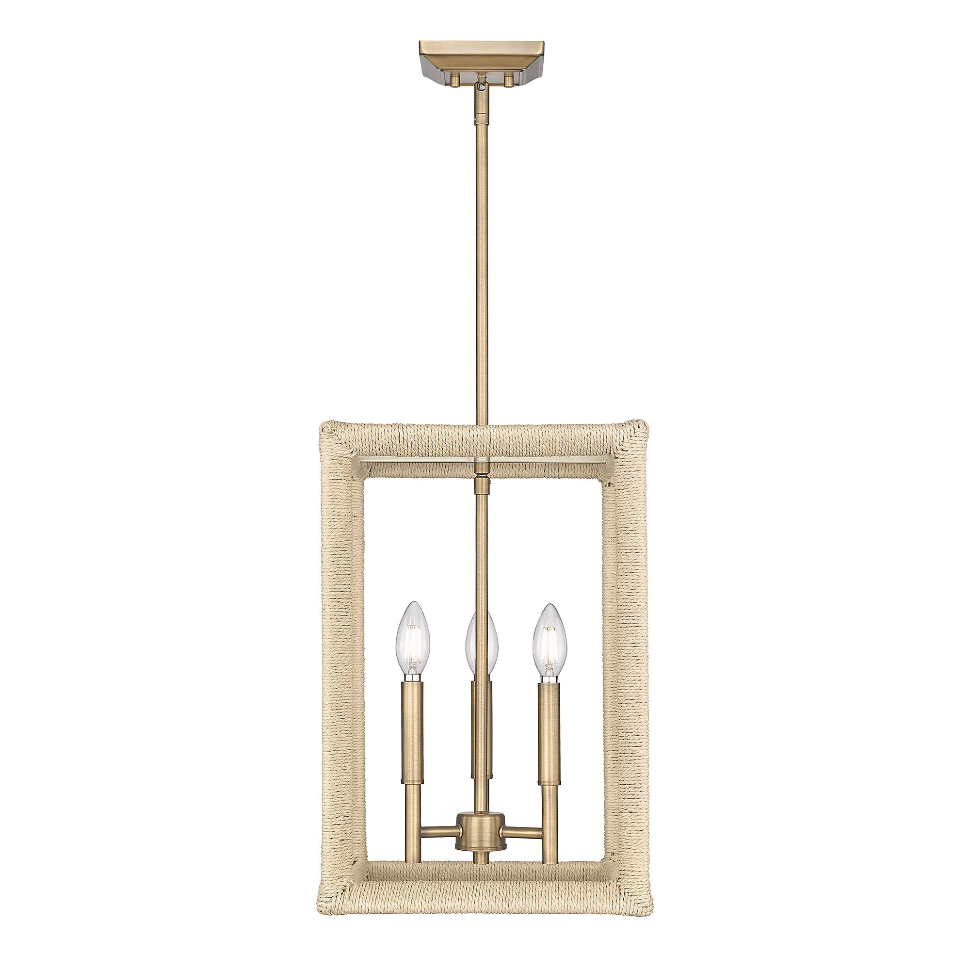 Gracie Oaks Jarim 3-Light Pendant In Modern Brass With Light Natural ...