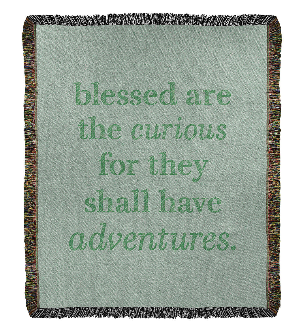 ArtVerse Handwritten Curiosity Inspirational Quote Cotton Woven Blanket ...