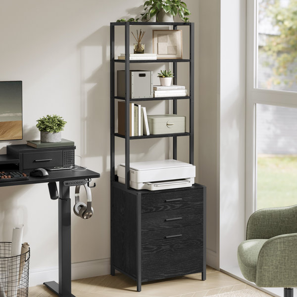 Ebern Designs Filing Cabinet With Height-adjustable Open Shelves | Wayfair