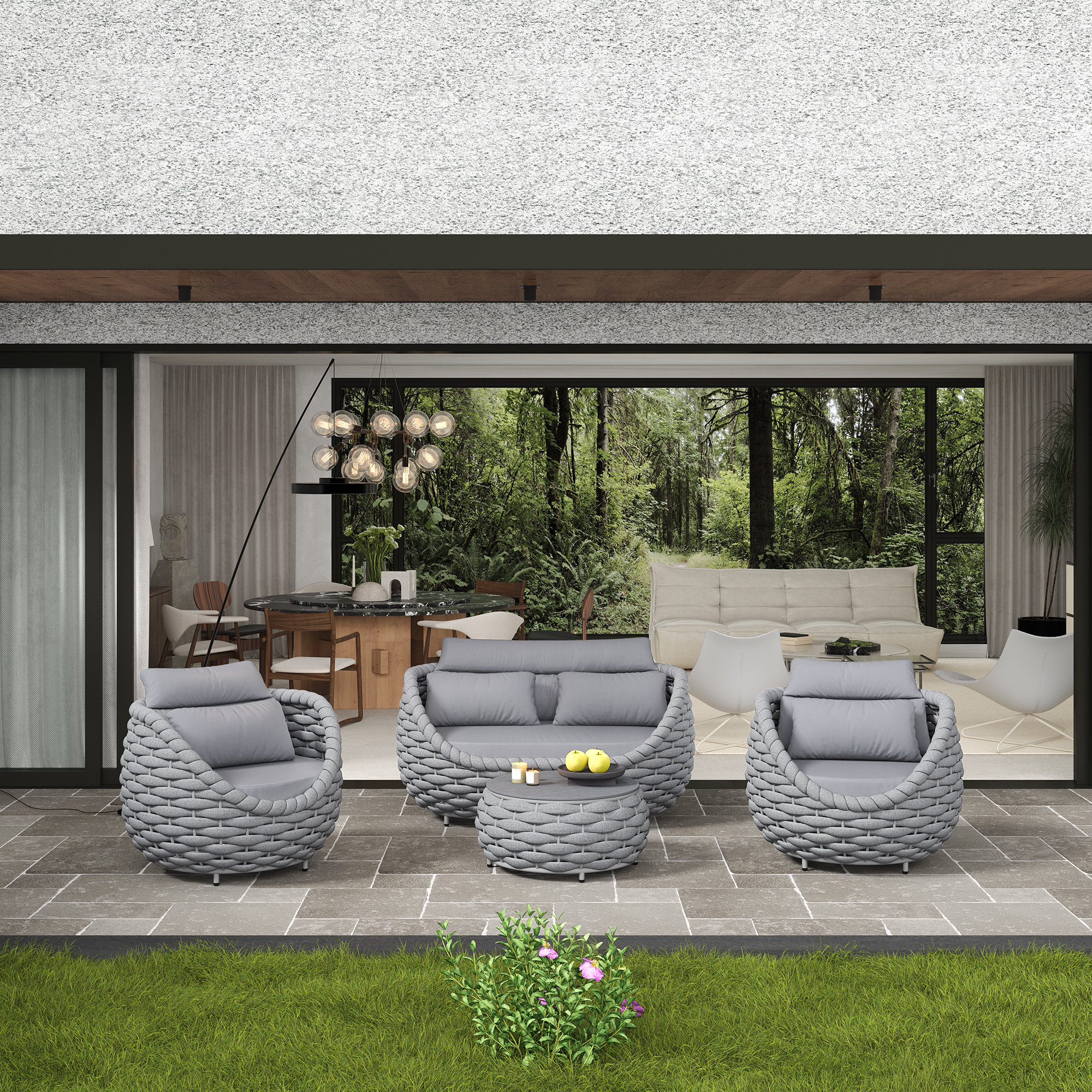 Ivy Bronx Giany 4 - Person Textilene Rope Outdoor Seating Group with ...