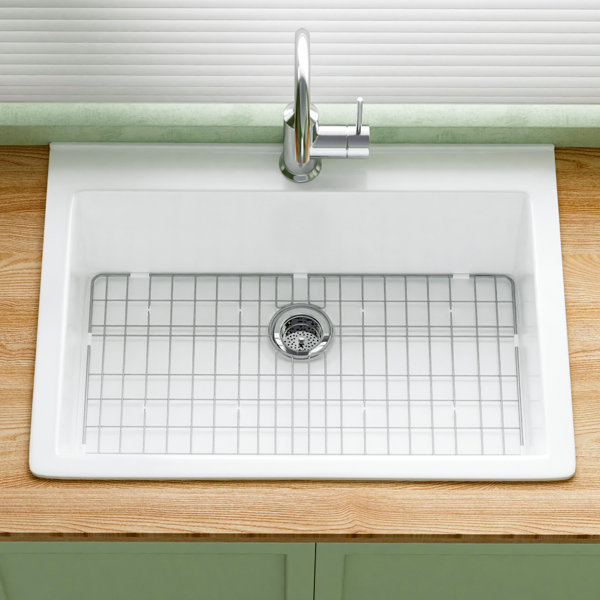 Aguamaph 30" L x 22" W Single Bowl Fireclay Kitchen Sinks Drop-In White ...