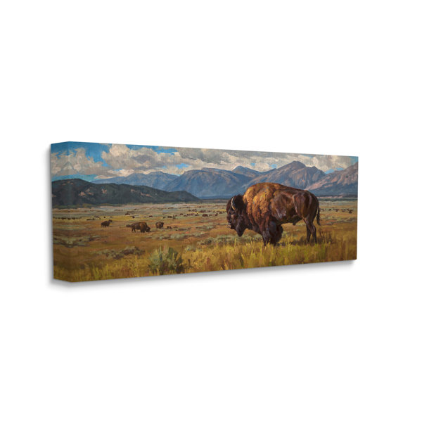 Union Rustic " Bison Grazing In Valley " by © Chad Poppleton Painting ...