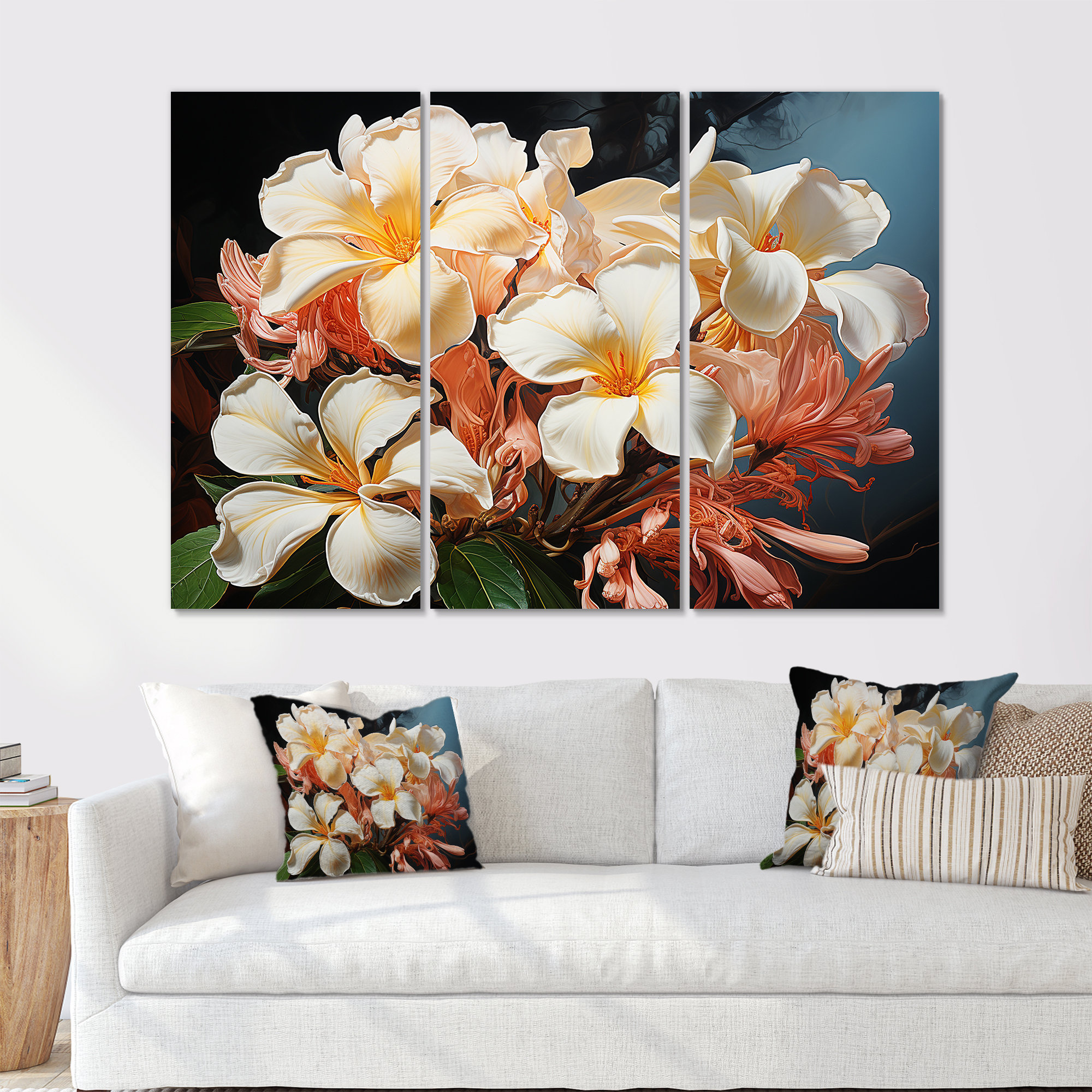 Lark Manor™ Floral Grace In Plumeria Harmony - Plumeria Canvas Art Set ...