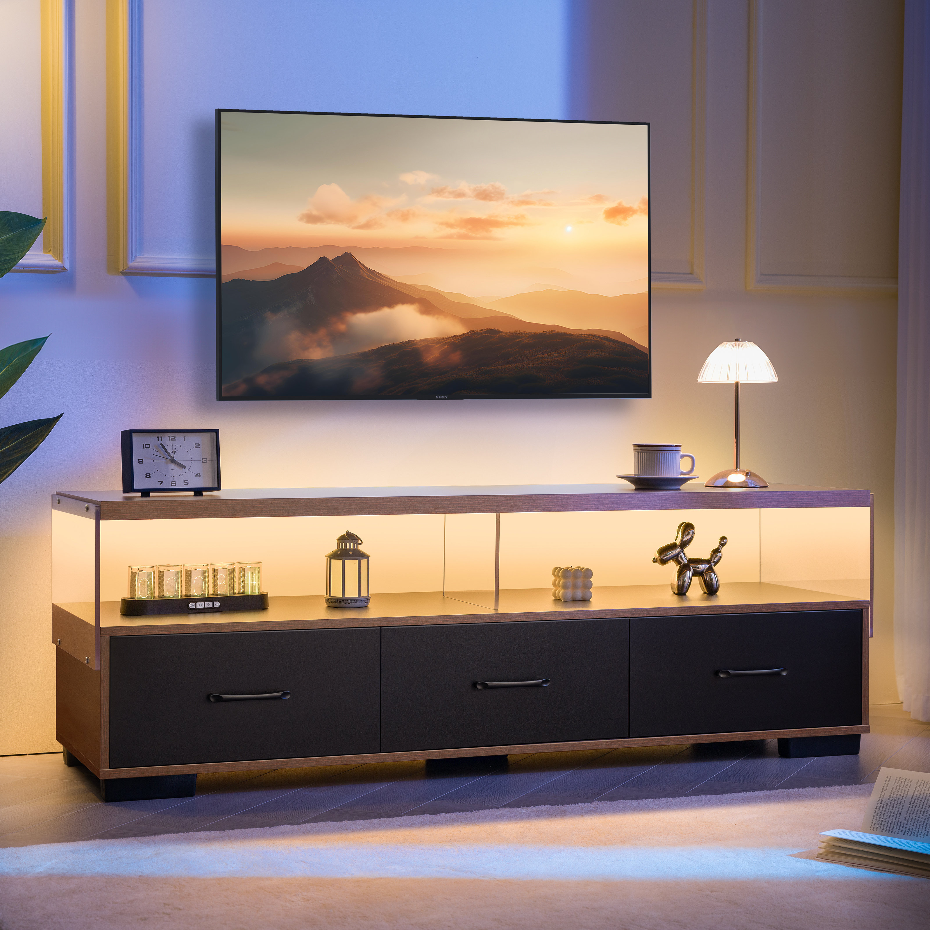 Wrought Studio™ Led TV Stand with 3 Drawers, TV stand for 65 inch TV ...