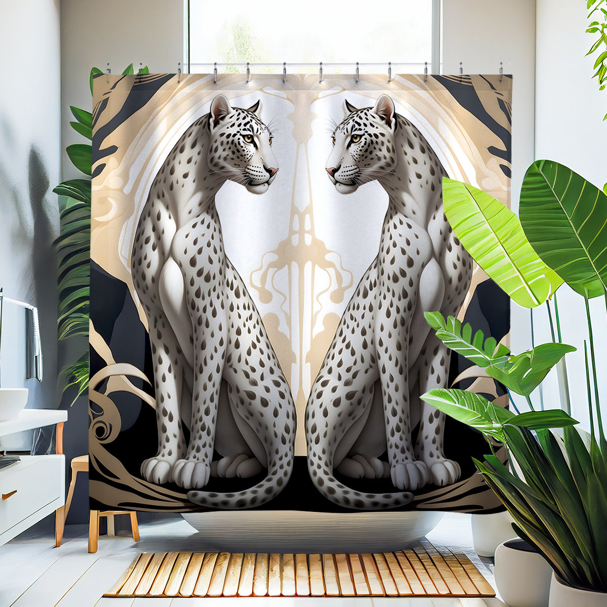 ULLI HOME Lenin Leopard Shower Curtain | Wayfair