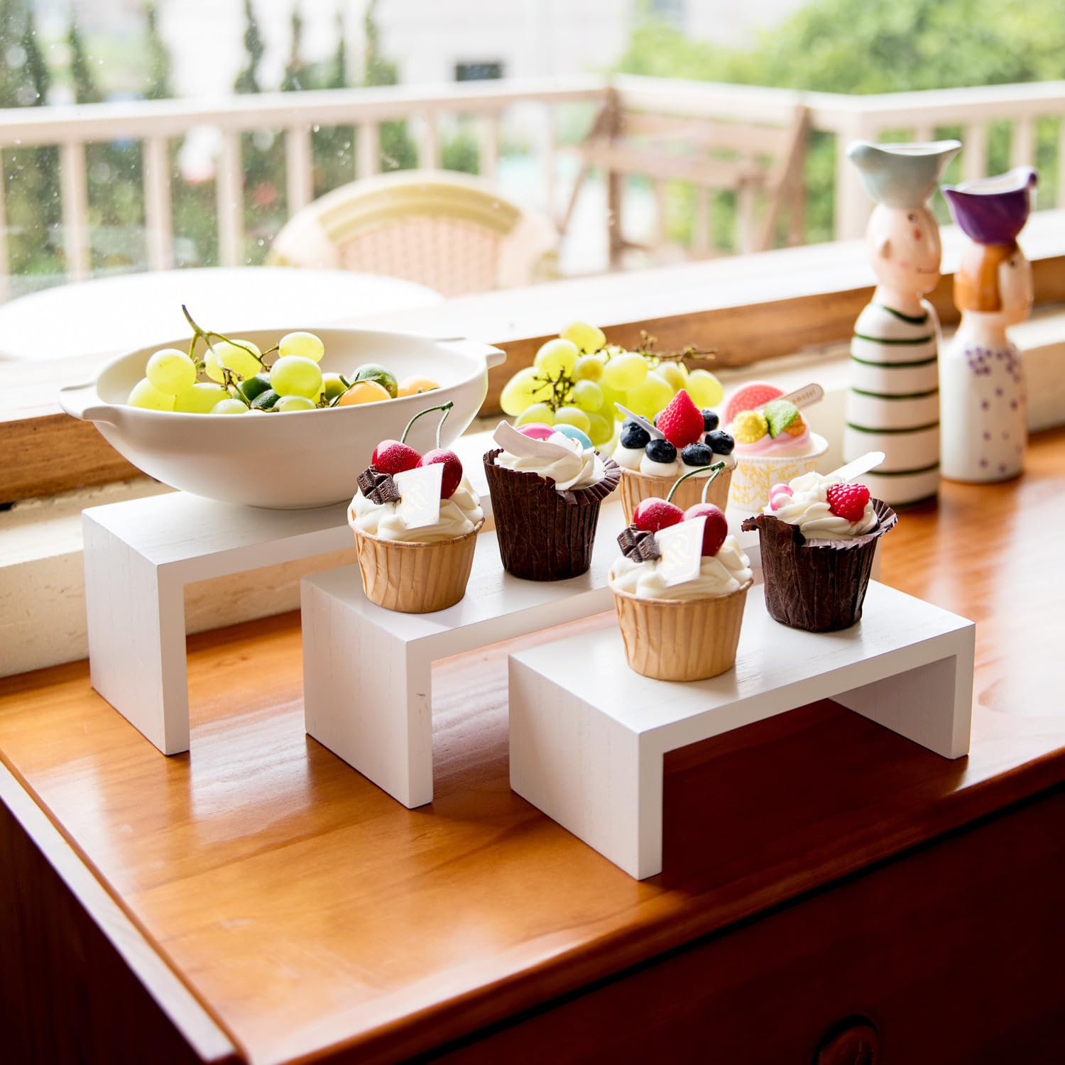 Ebern Designs 3PCS Decorative Wooden Tabletop Tiered Display Riser ...