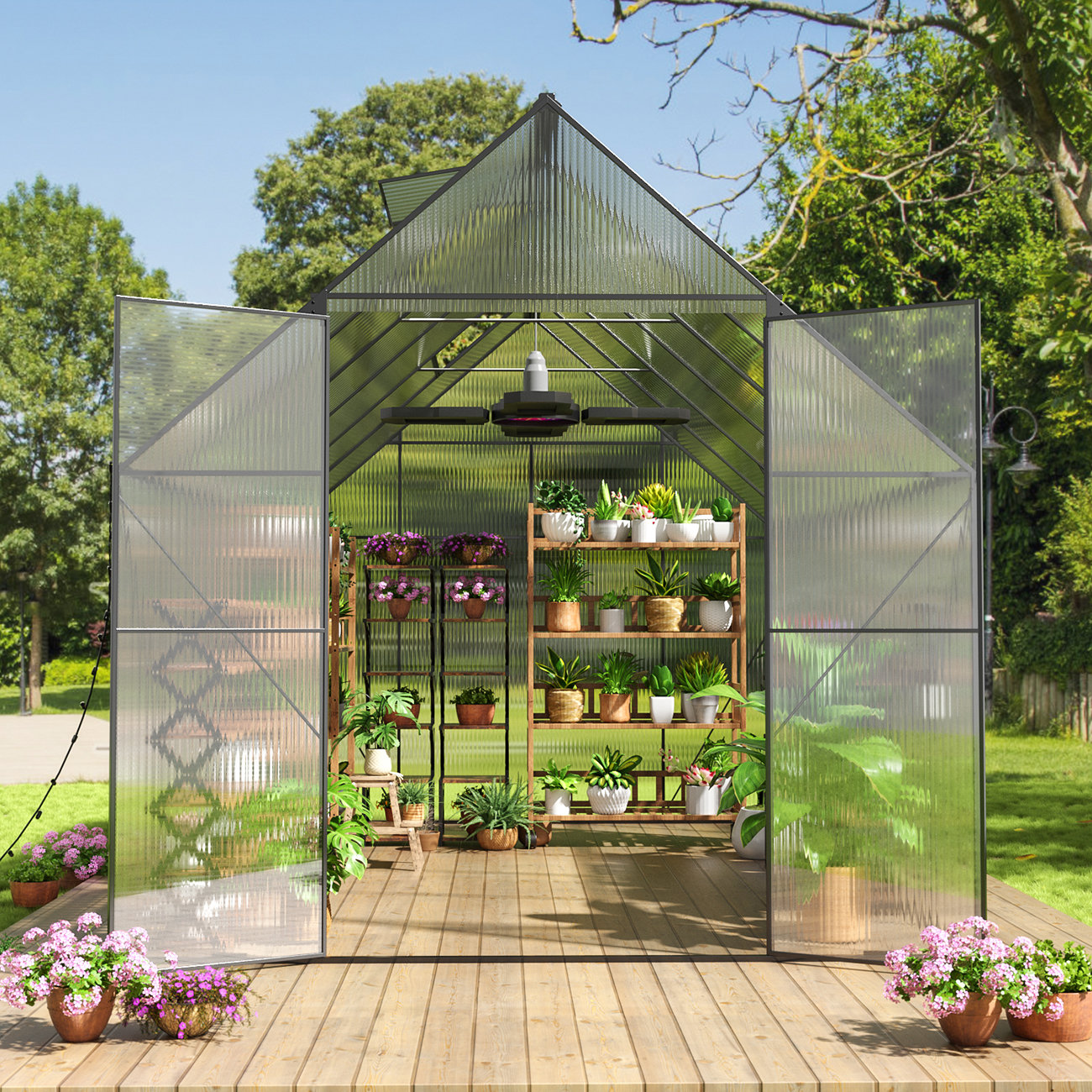 WANDINGT 8X12 FT Greenhouse For Outdoors,Heavy Duty Polycarbonate ...