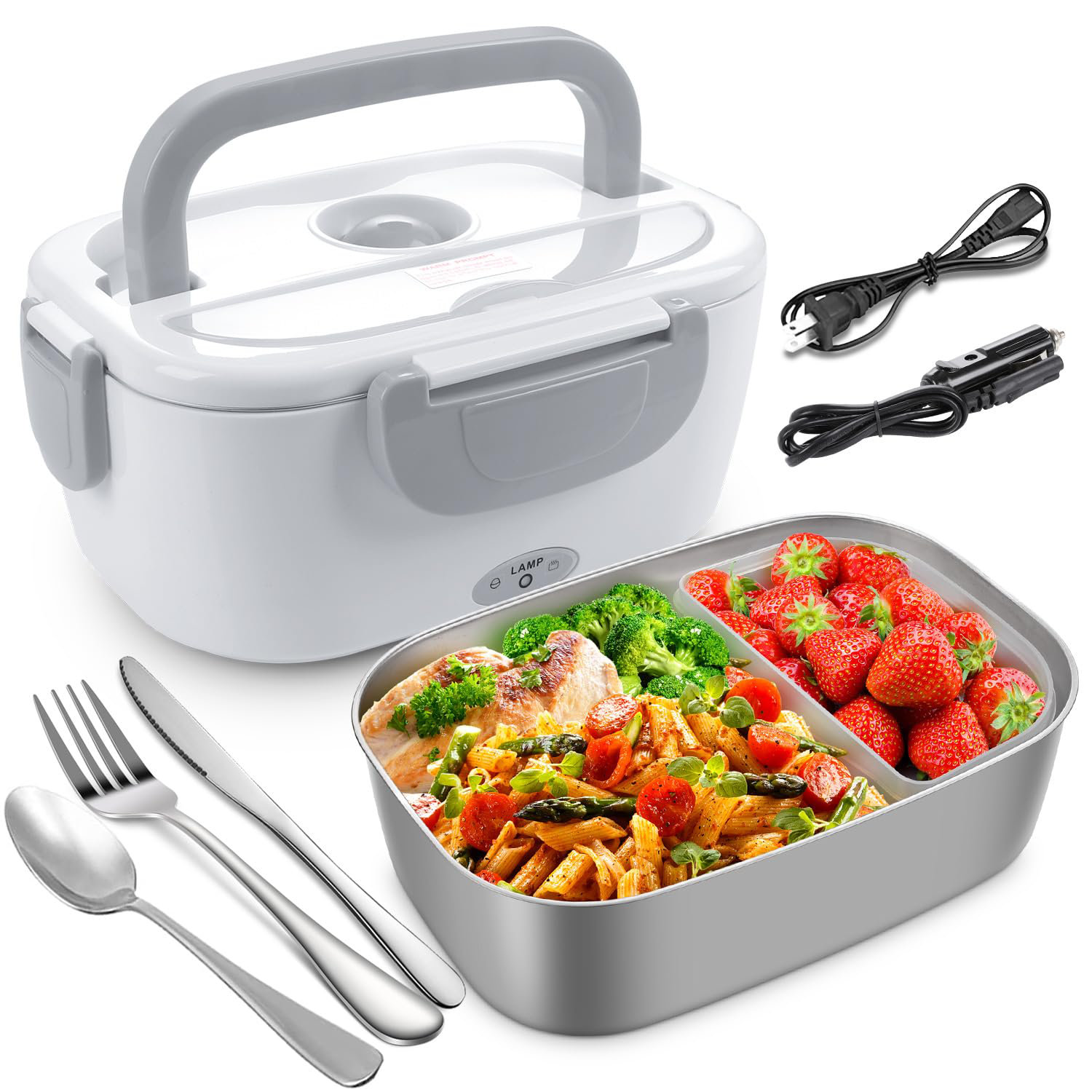 Prep & Savour 80W Electric Lunch Box For Adults, 3 IN 1 Fast Heated ...