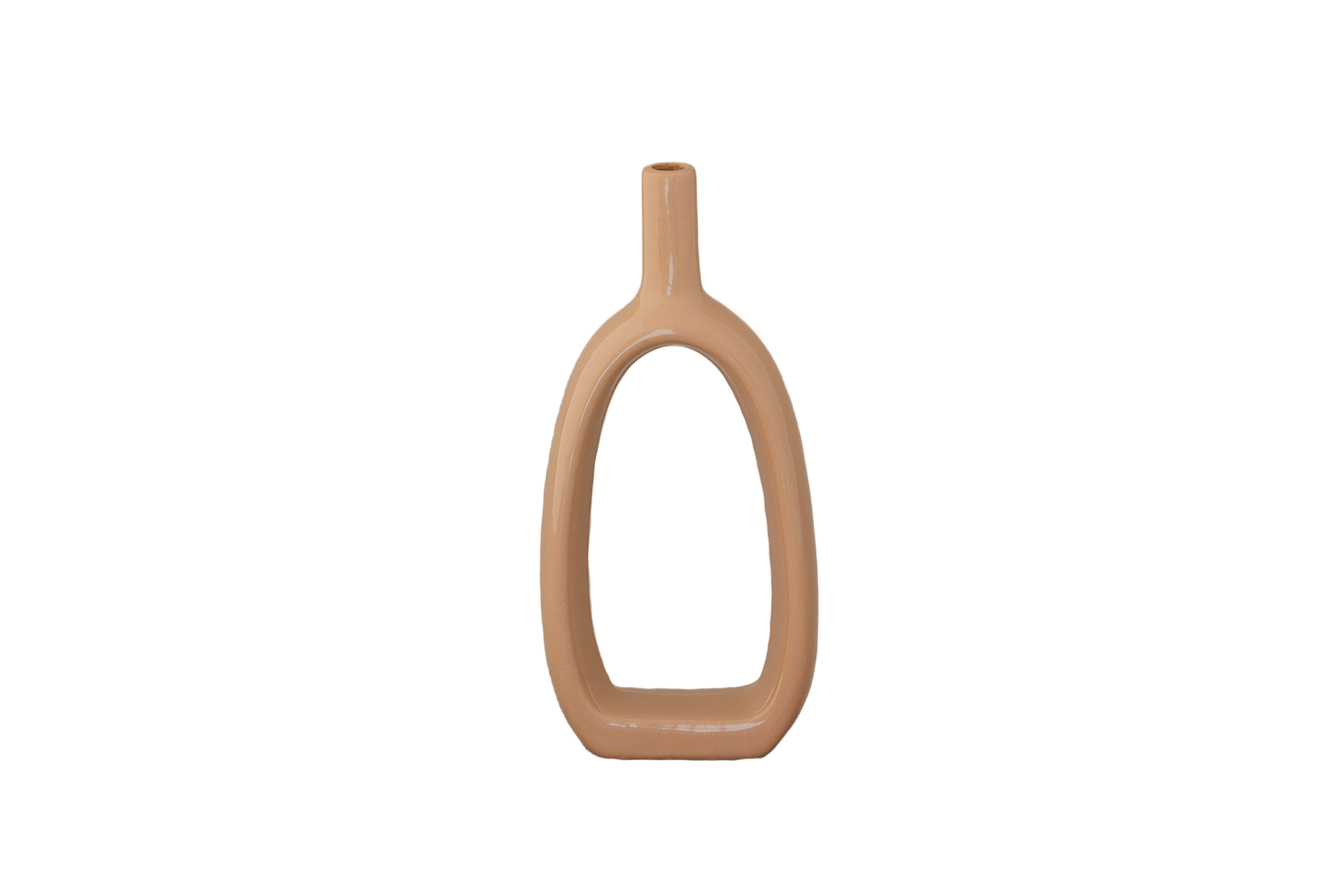 George Oliver Ceramic Slim Oval Ring Vase Gloss Finish Peach | Wayfair