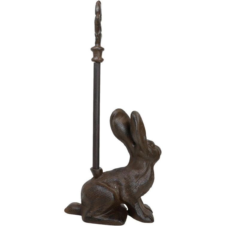 Rosalind Wheeler Rustic Cast Iron Bunny Hare Rabbit Door Stop Or Porter ...