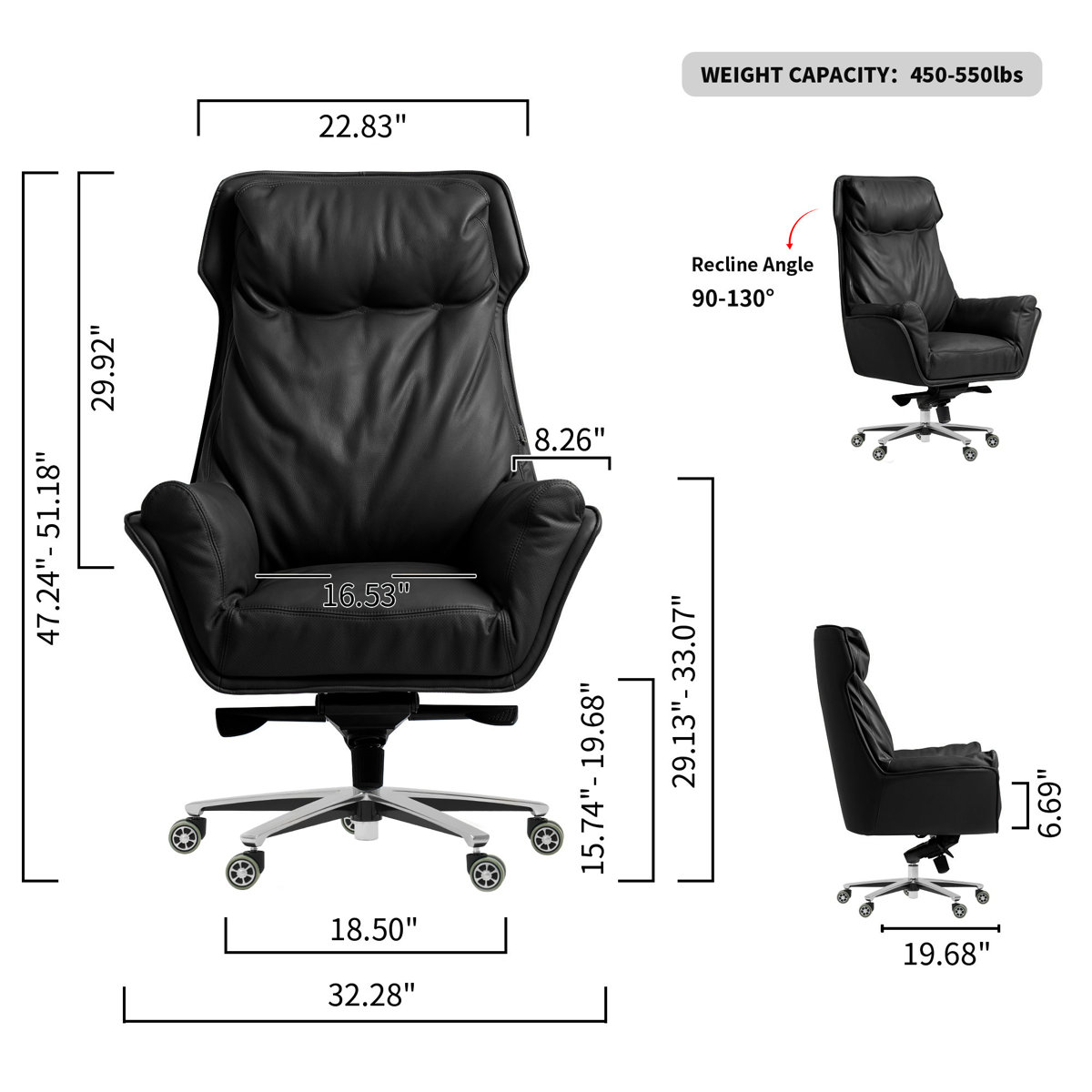 Kinnls Austin Ergonomic Genuine Leather Executive Chair | Wayfair