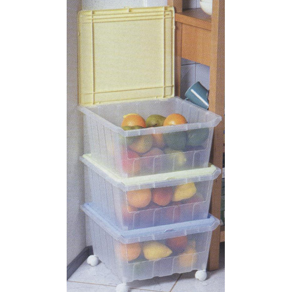 Sana Enterprises 3 Piece Mobile Stackable Storage Plastic Box Set with ...