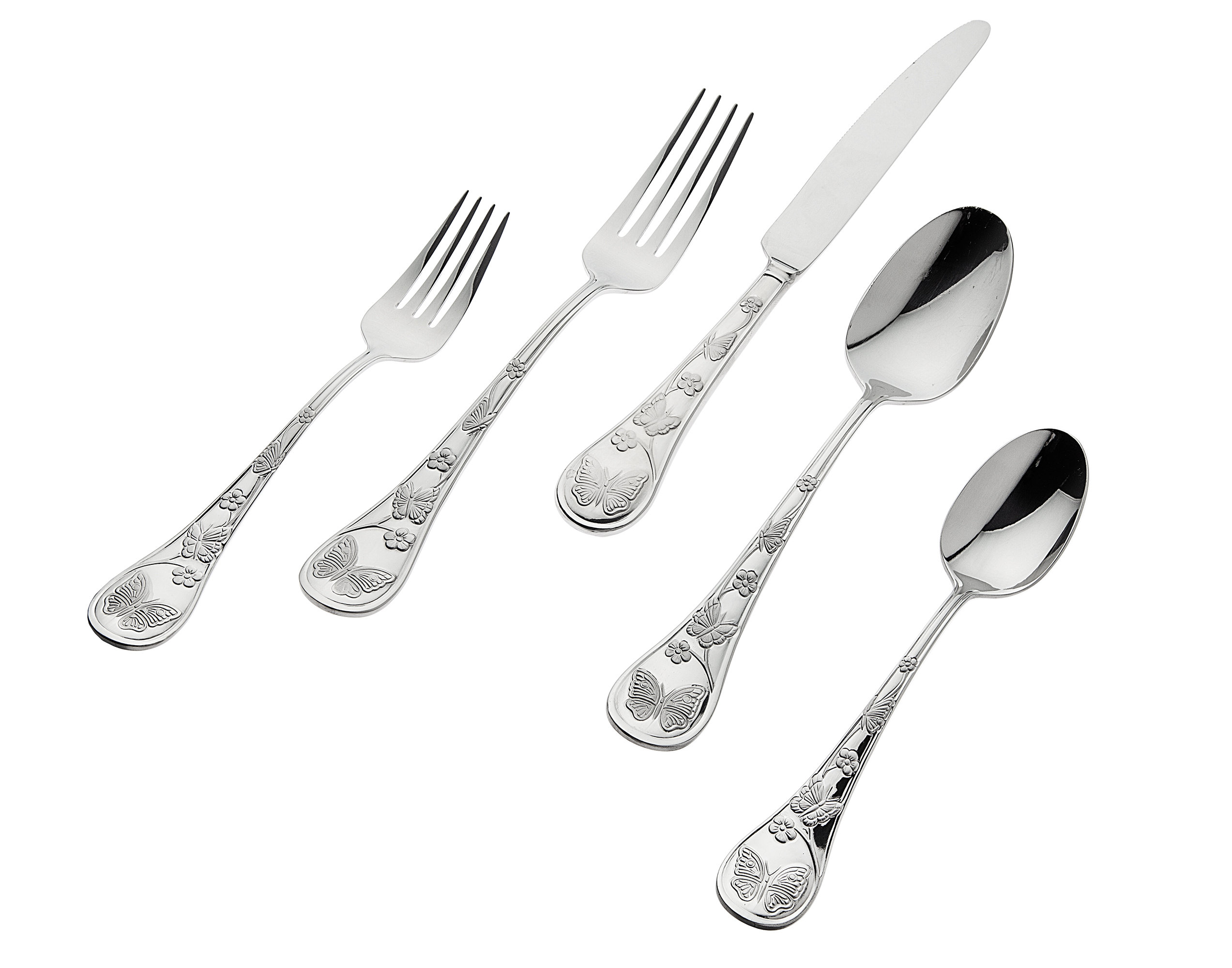 Godinger Silver Art Co Butterfly 20 Piece 18/10 Stainless Steel ...