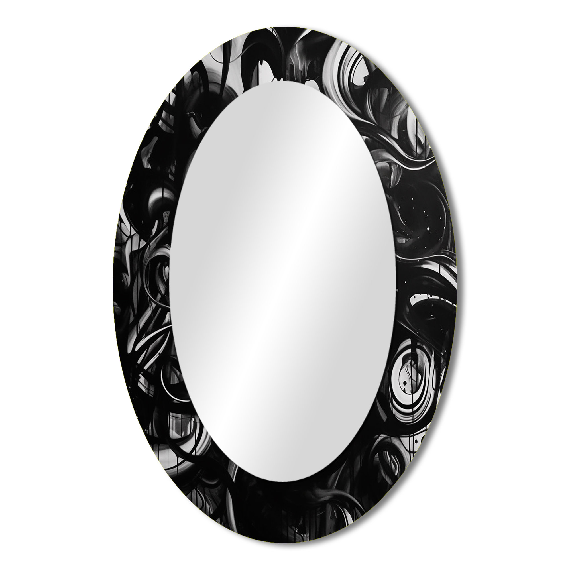 Dakota Fields Black And Graffiti Of Marble II - Abstract Oval ...