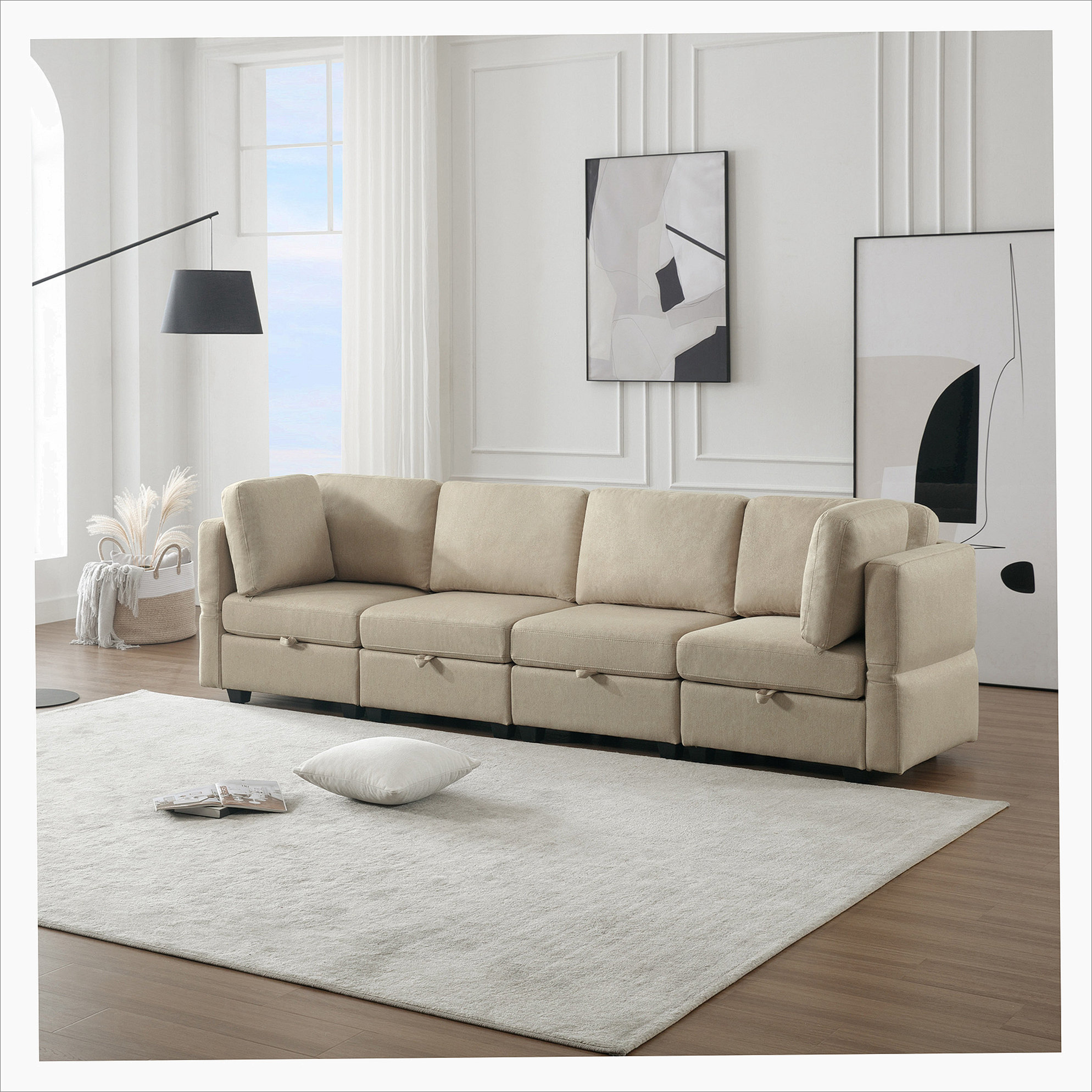 Latitude Run® Modular Sofa Couch with Storage Seats Modular Sectional ...