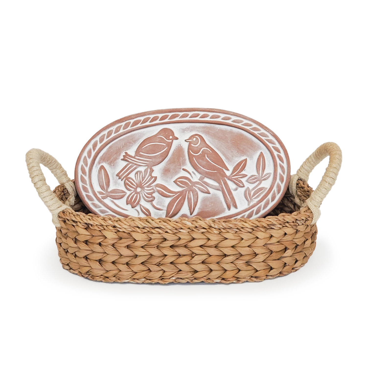 Red Barrel Studio® Julie Bread Warmer & Basket - Lovebirds Oval | Wayfair