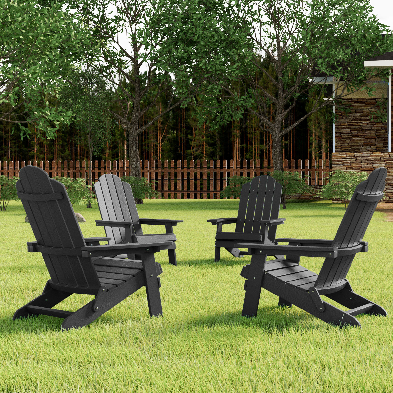 Highland Dunes Outdoor Plastic Folding Adirondack Chair For All Weather ...