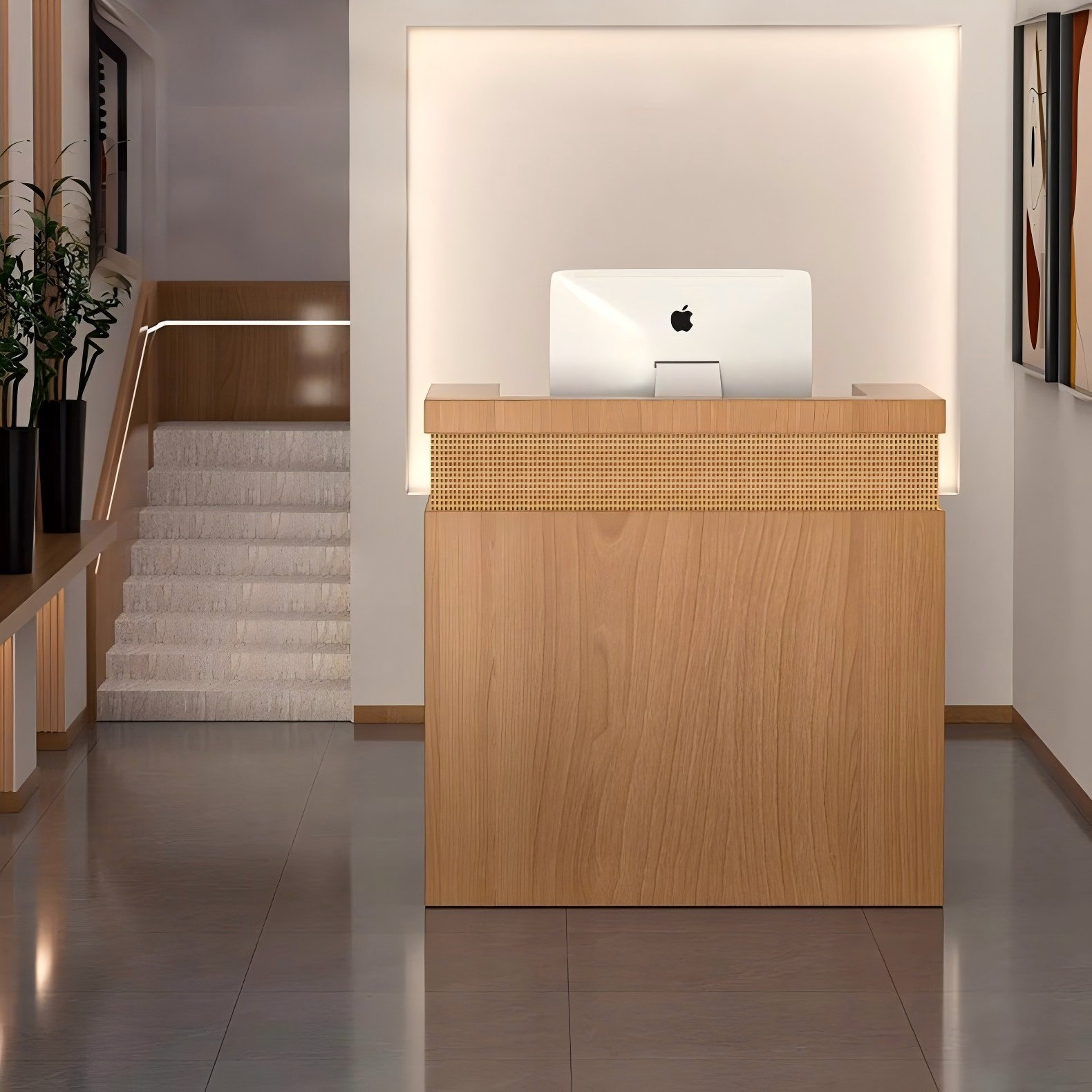 SINNOG Minimalist Retro Brown Reception Desk | Wayfair