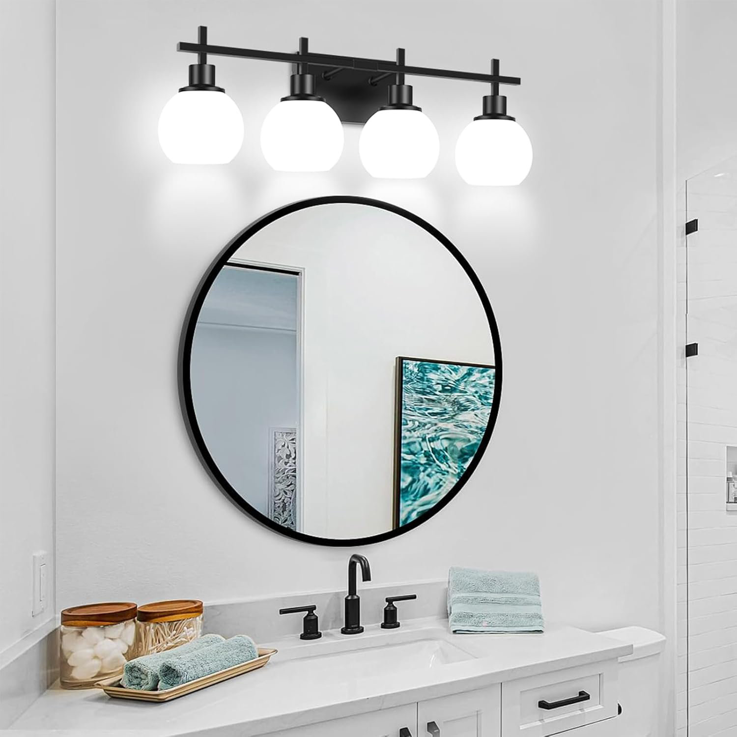 Latitude Run® 4-Light Modern Vanity Lighting Fixtures, Bathroom Wall ...