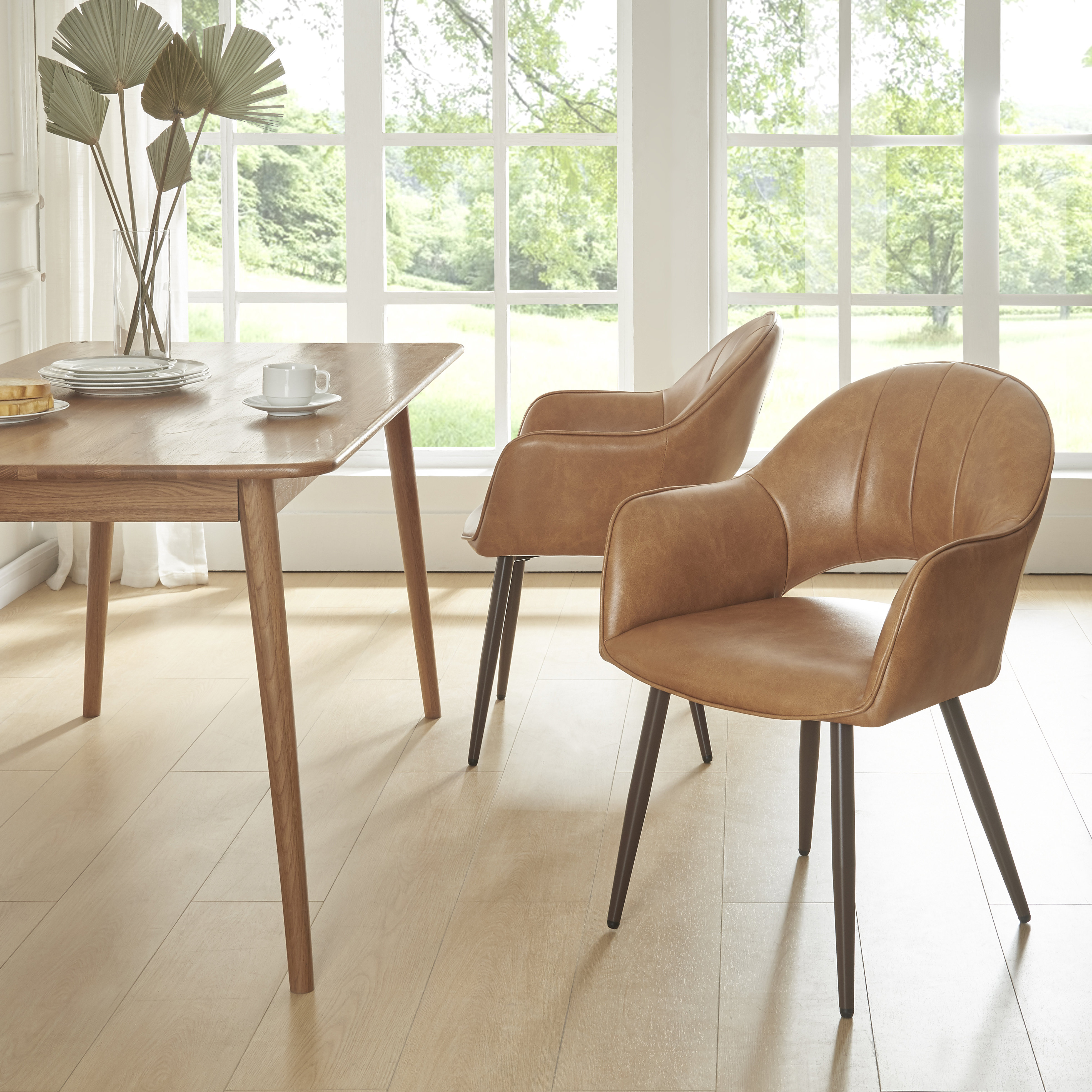 Trent Austin Design® Olivas Mid Century Modern Faux Leather Dining ...