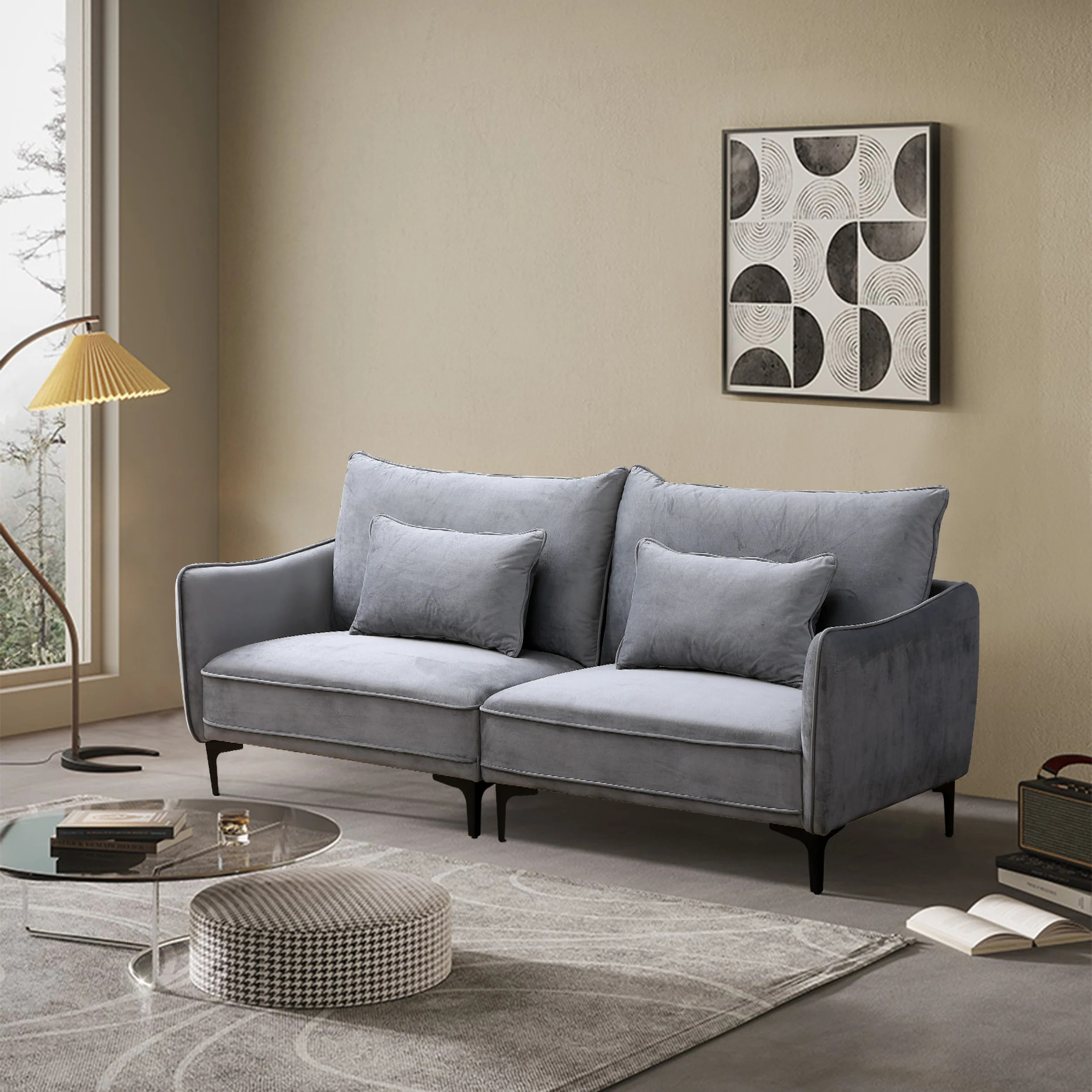 Everly Quinn Velvet Living Room Loveseat Sofa Couch Comfy Furniture ...