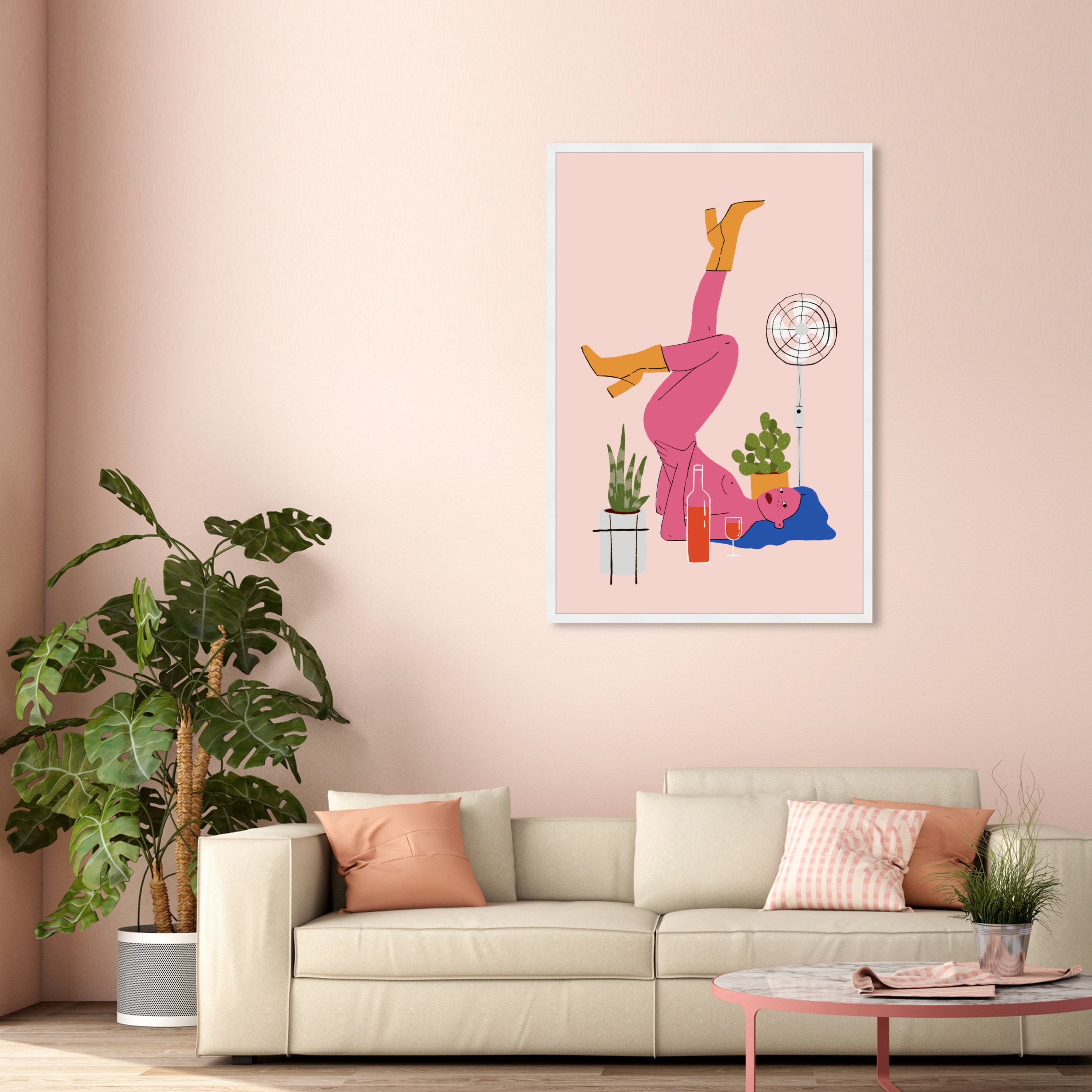 Oliver Gal "Pink Pose", Ros Drinks Garden Modern Pink Framed Wall Art ...