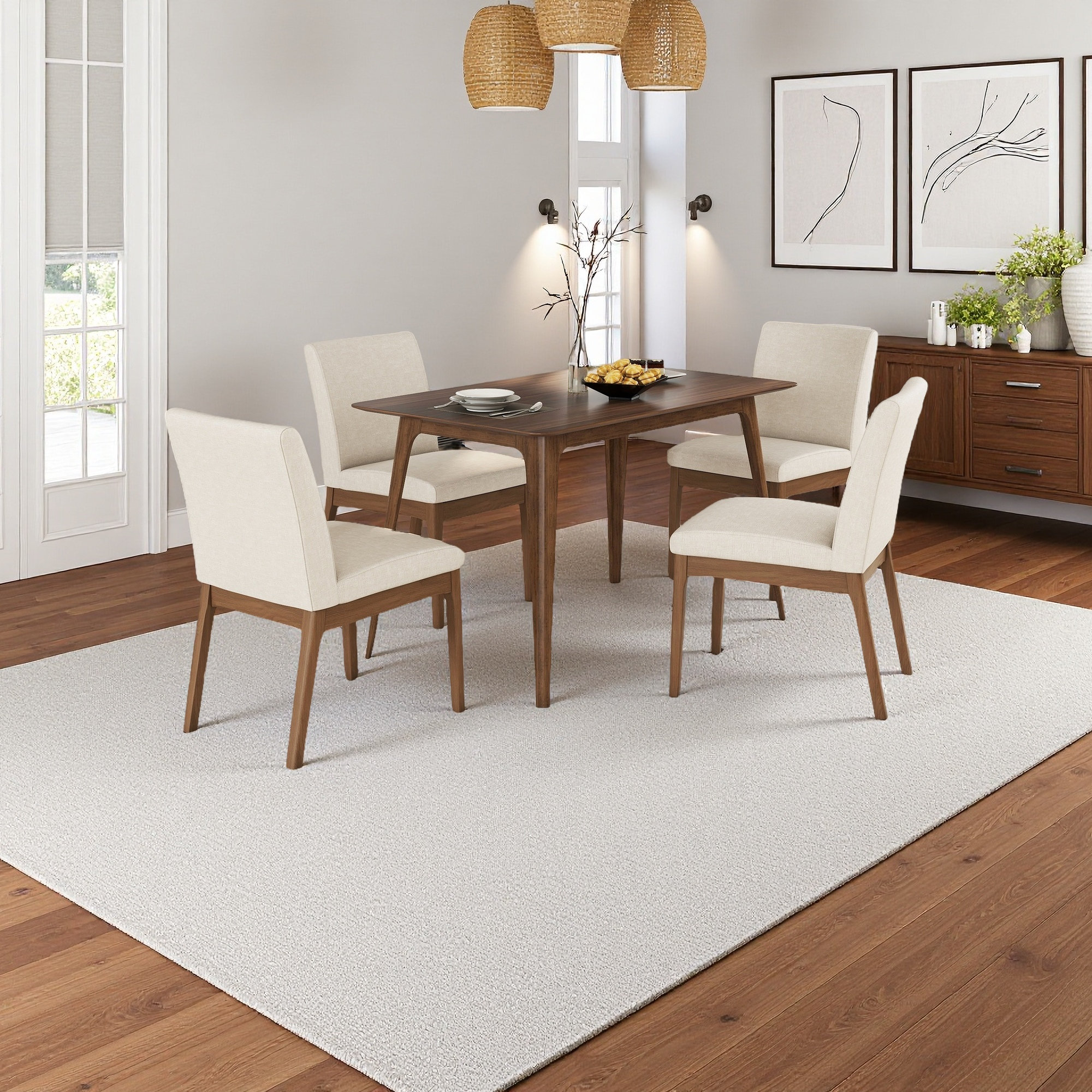 George Oliver 5-Piece Dining Table Set With One Solid Wood Frame Table ...