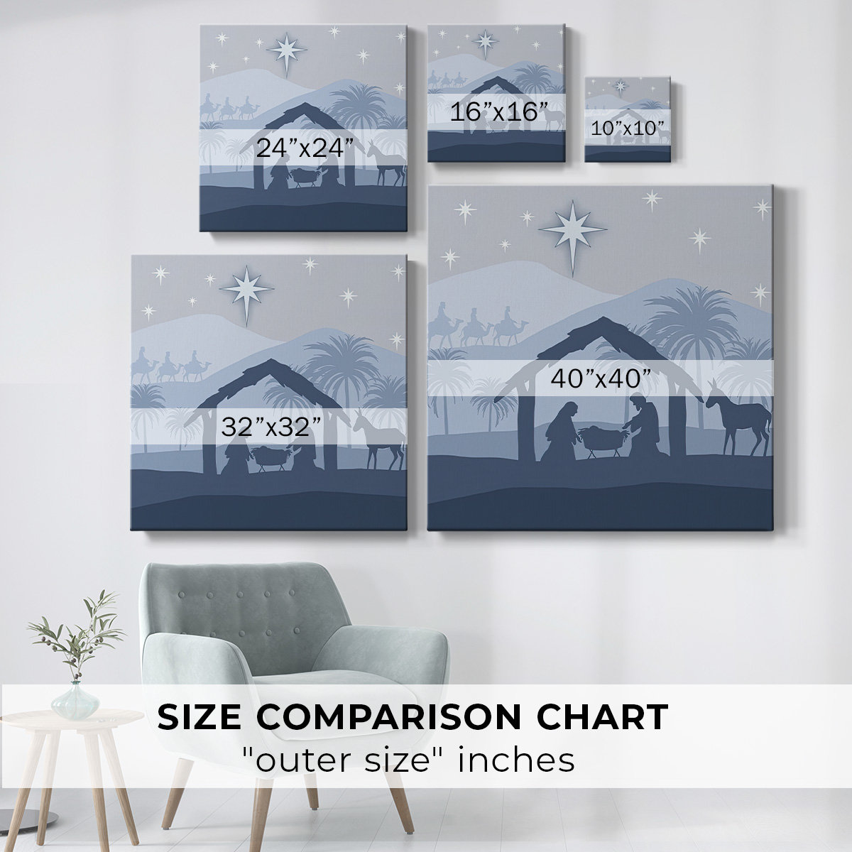 The Holiday Aisle® Blue Nativity II - Wrapped Canvas Print | Wayfair