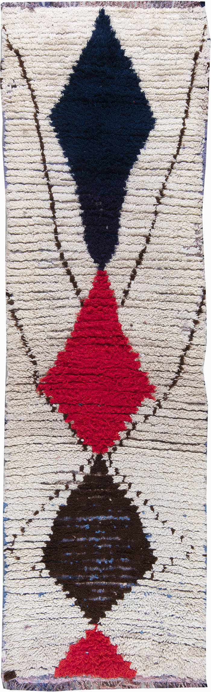 Doris Leslie Blau Tapis vintage en laine à motif géométrique marocain blanc, rouge et bleu ...