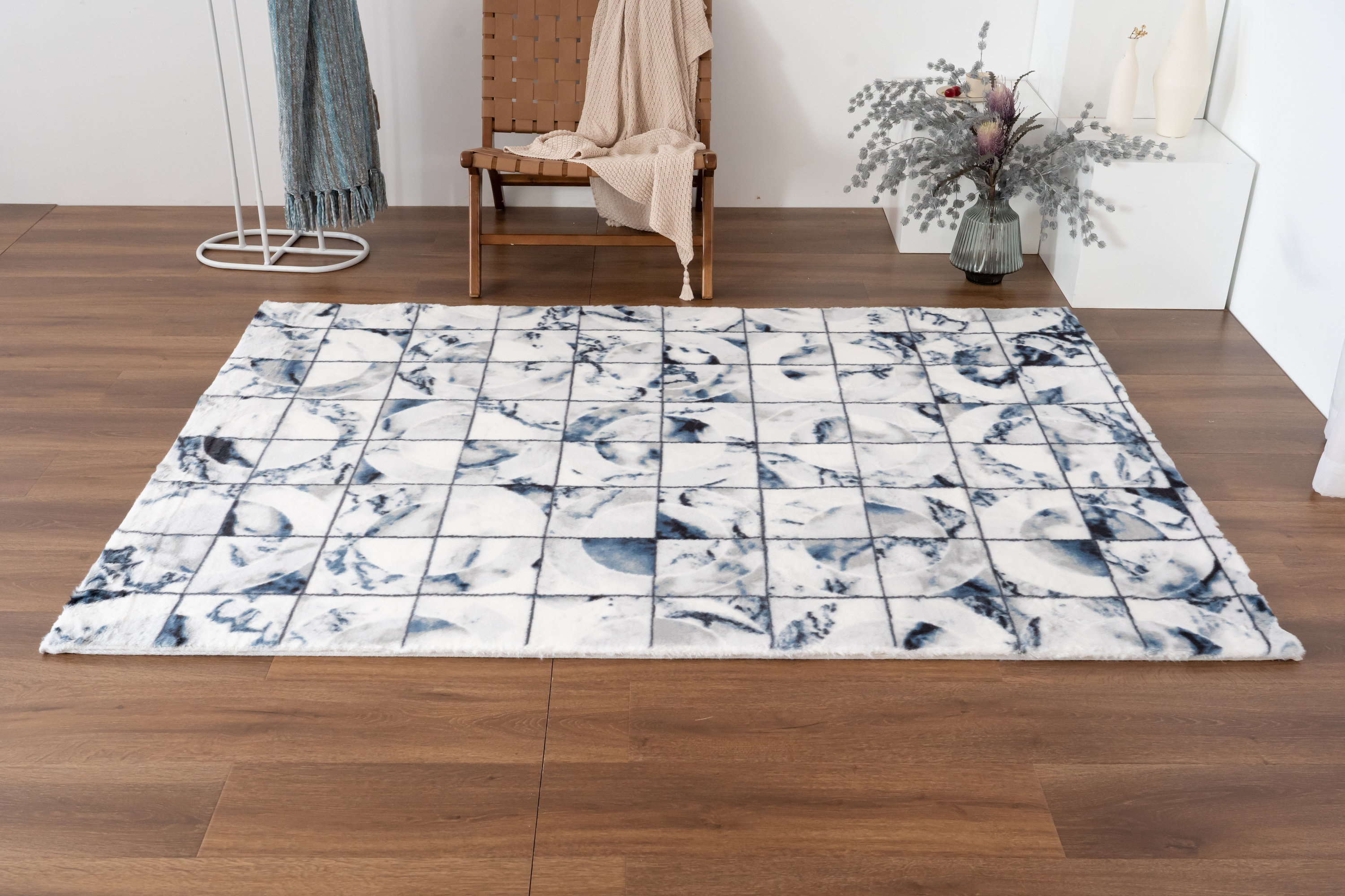 MDA RUG IMPORTS Way Wick Geometric Blue/White/Black Area Rug | Wayfair