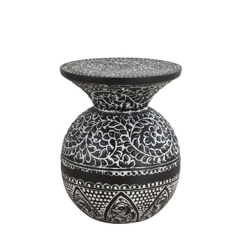 Bungalow Rose Aaliana Black and White Patterned End Table & Reviews ...