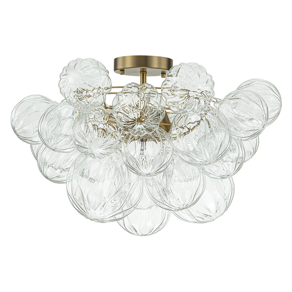 Everly Quinn Wynetta 3 - Light Textured Glass Bubble Semi Flush Mount ...
